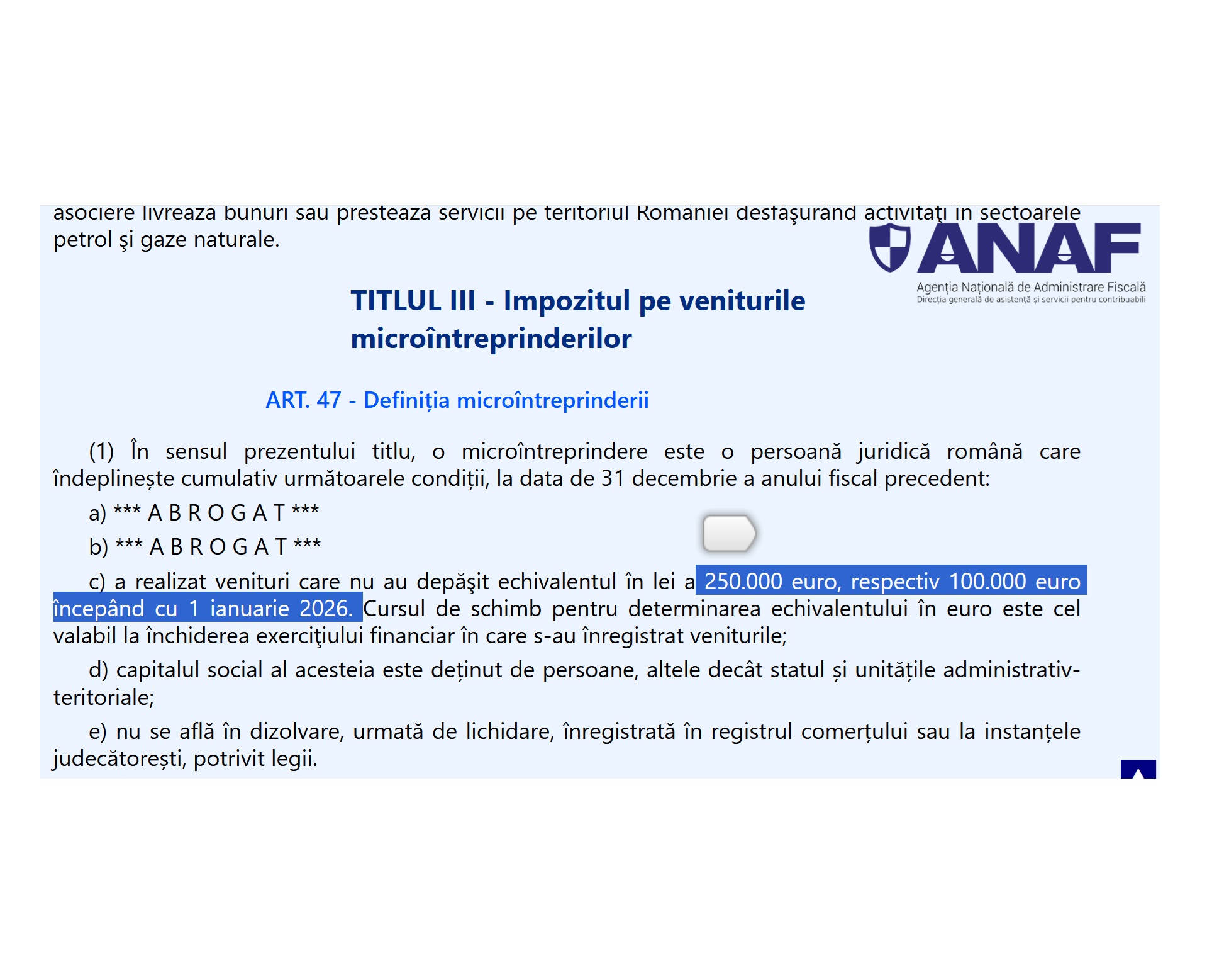 Codul fiscal a fost actualizat pe site-ul ANAF cu modificările care au intrat în vigoare în 2025 ...