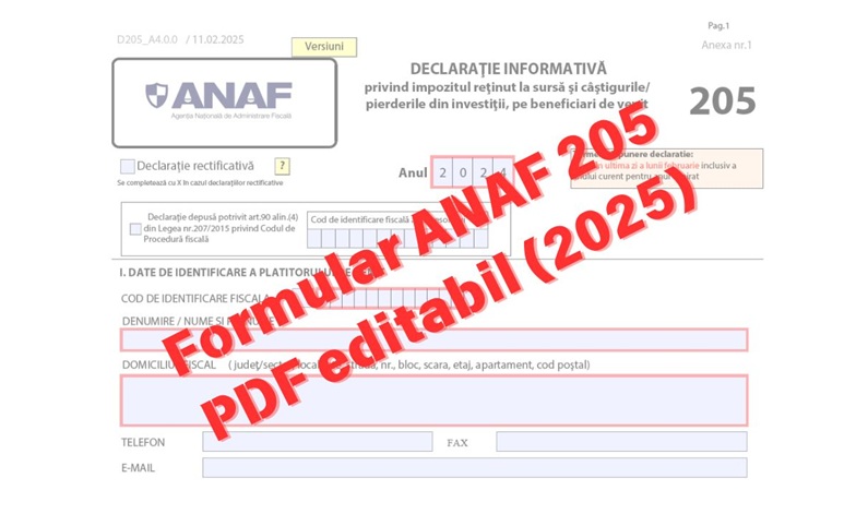 Formularul 205 - Declarație privind impozitul reținut la sursă pe ...