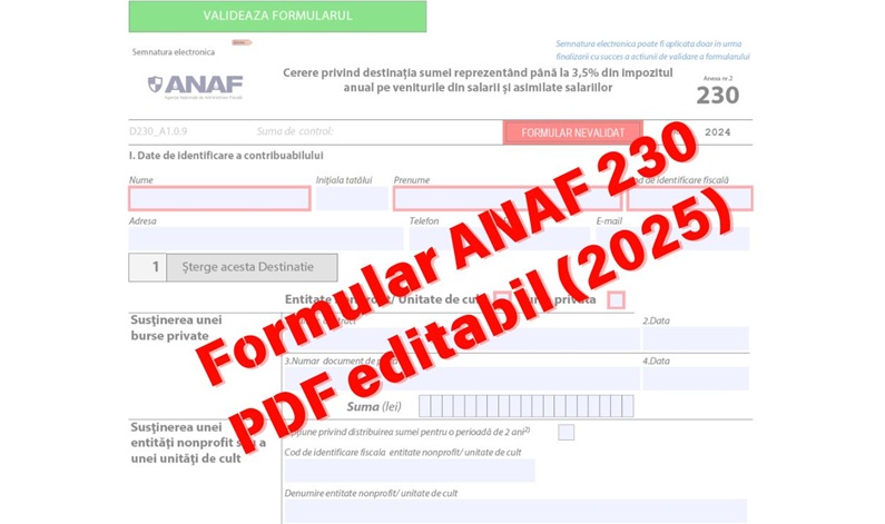 Redirecționarea a 3,5% din impozit către ONG: Formularul 230, „PDF inteligent” a fost publicat ...
