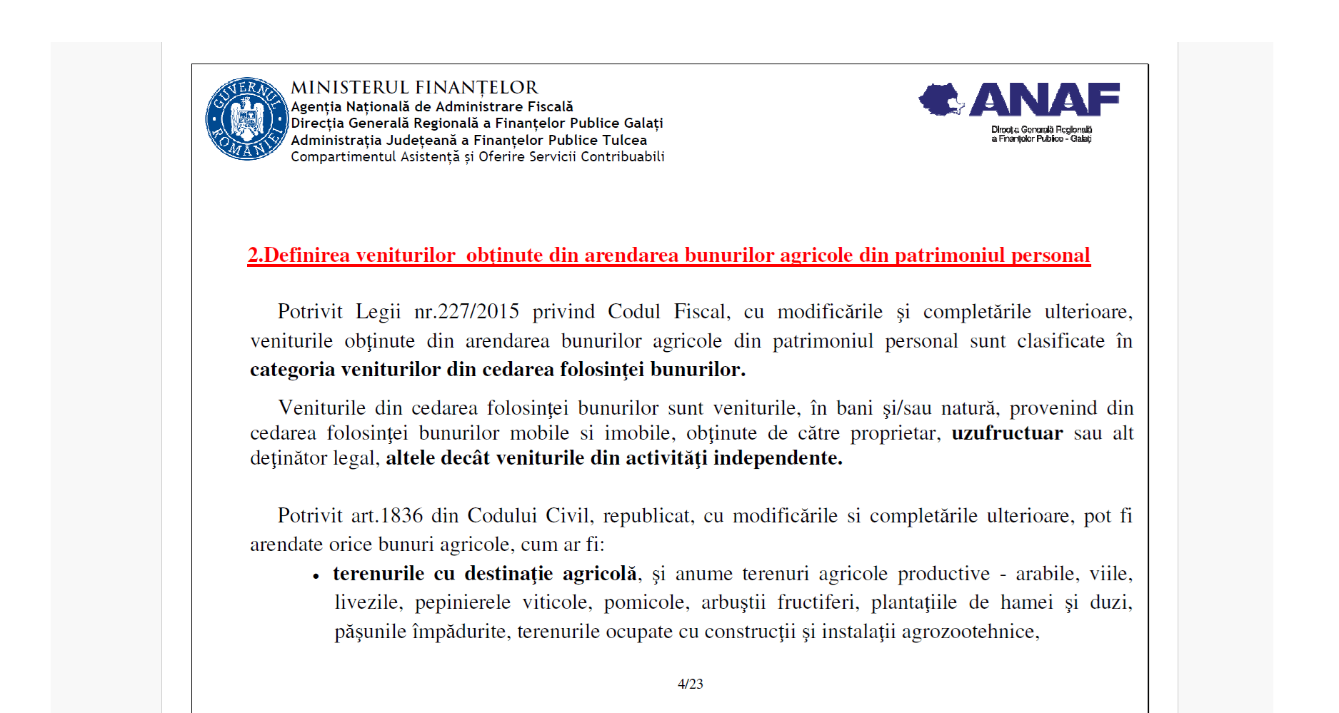 Veniturile din arendă: Ghid ANAF 2025 și explicații suplimentare ...