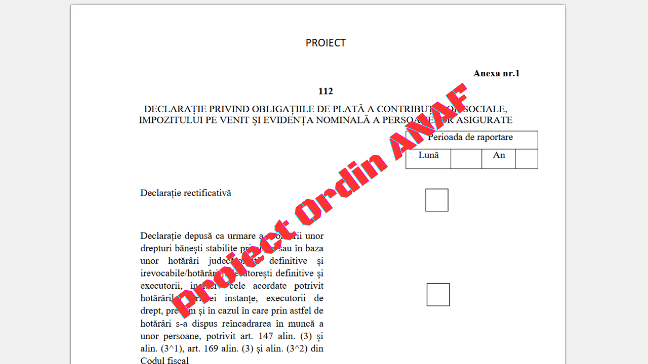 ANAF modifică Formularul 112 - Declarația privind obligațiile de plată ...