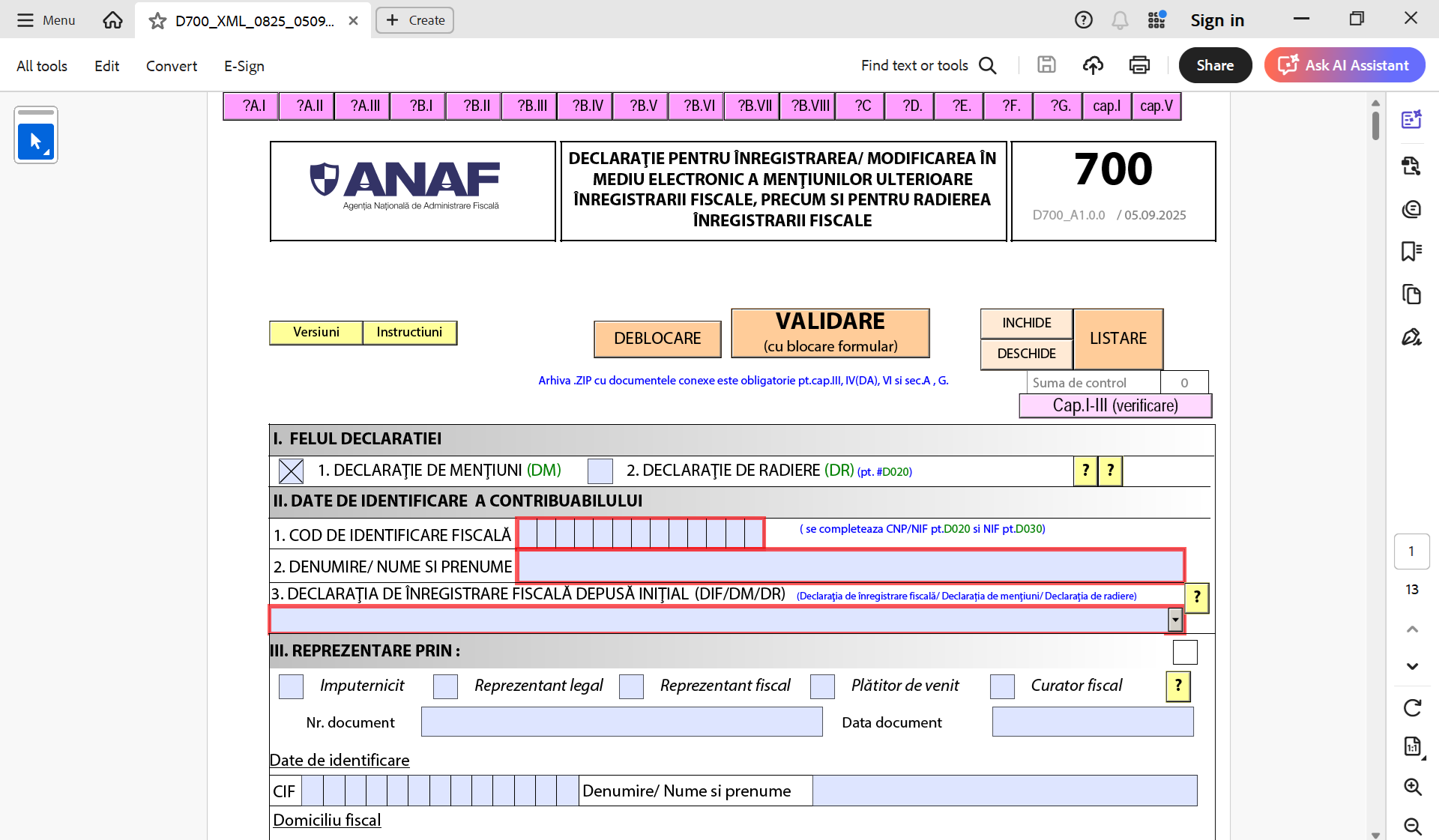 ANAF a publicat declarația 700 actualizată cu noul plafon la TVA, de ...